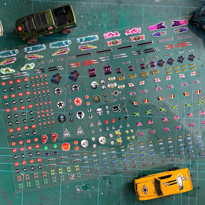 1/64 Scale Car Decals Set 401 Stickers, Custom Model Livery, Miniature ...