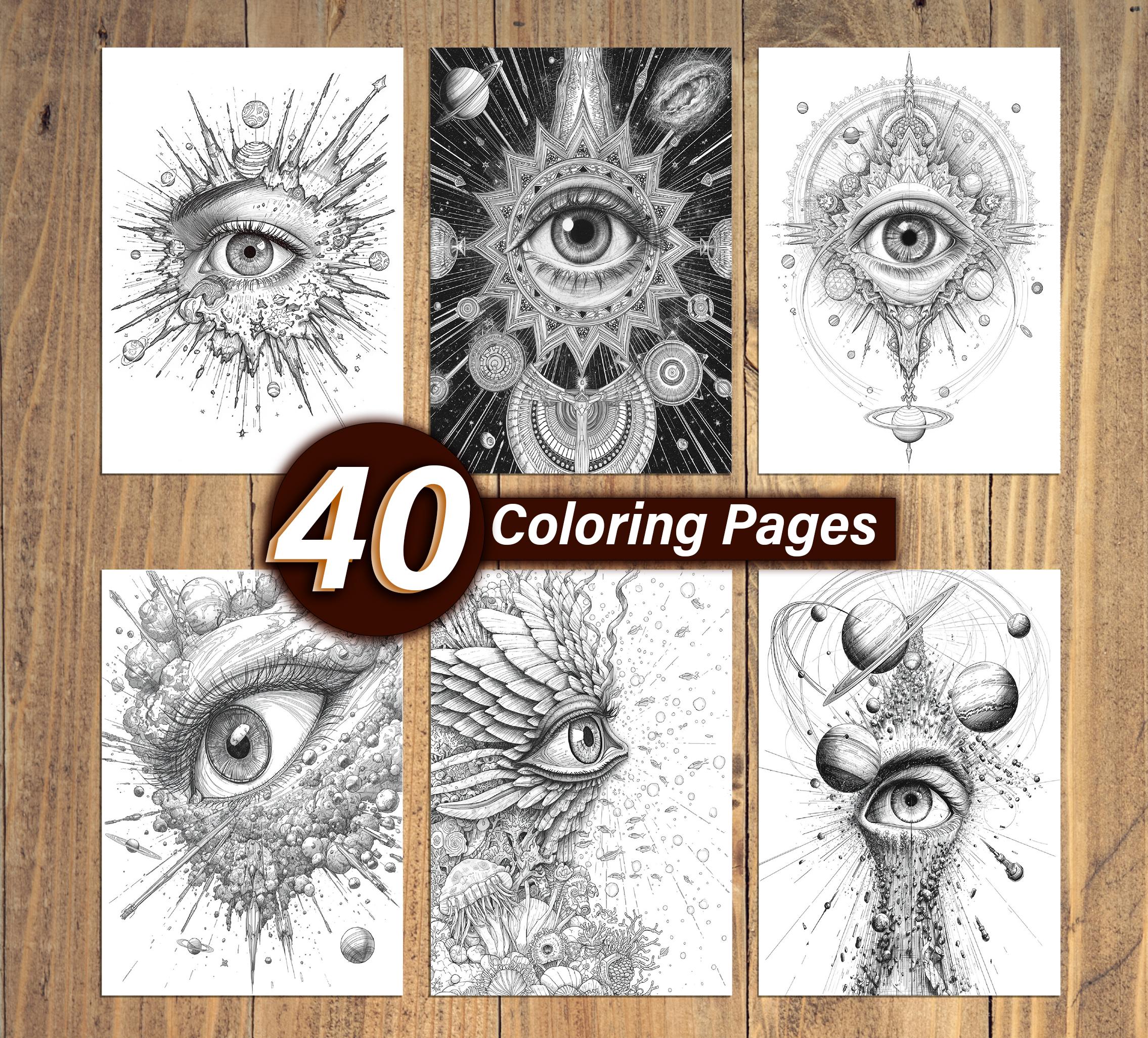 40 Eyes Coloring Pages | Detailed Eye Line Art | Adult Coloring Book ...