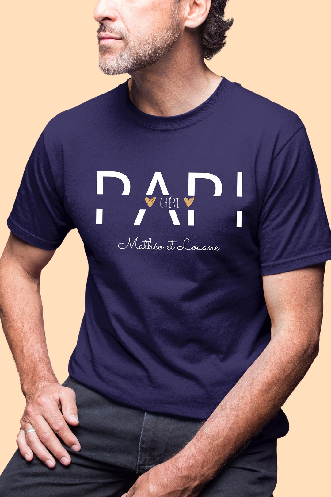 T-shirt personnalisé papi chéri, fête des papis, anniversaire papy, cadeau grand père, Noël papi ...