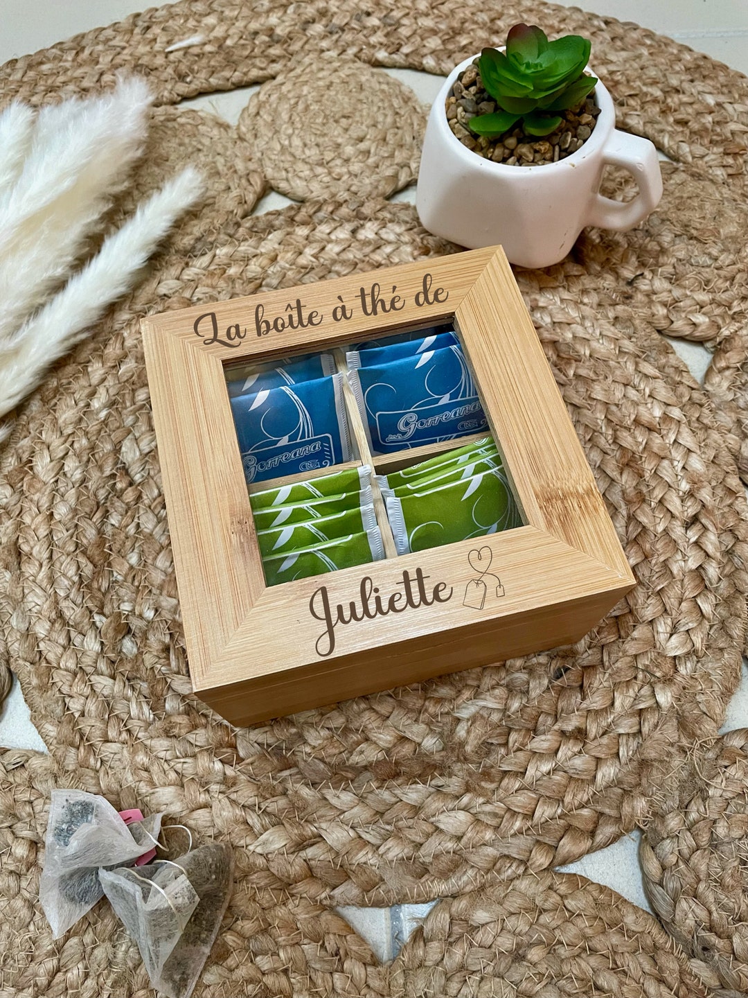 Wooden Tea Box Engraved With First Name, Engraved Gift Idea for Mom ...