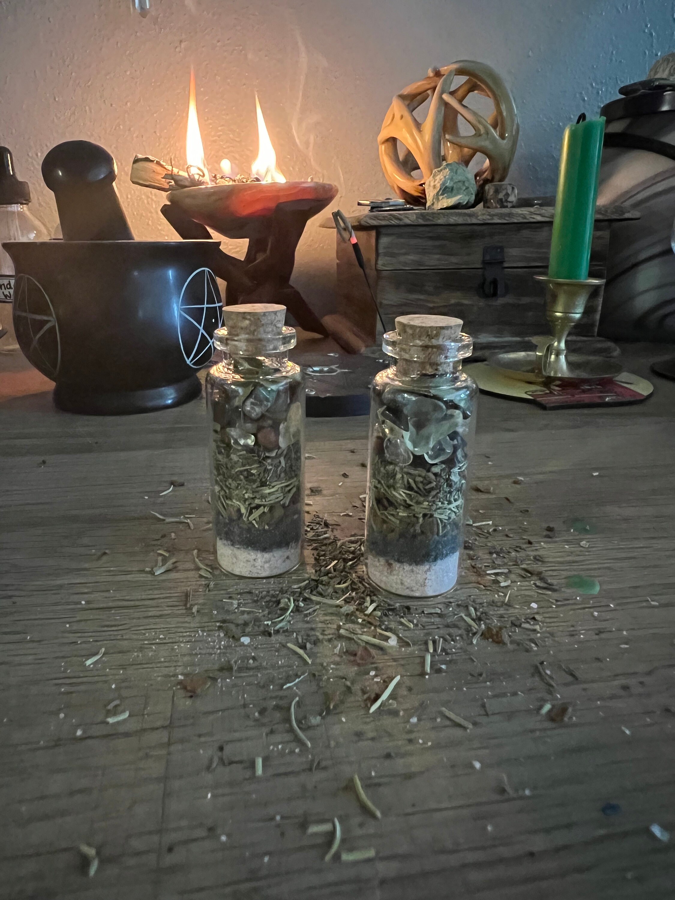 Good Luck Spell Jar With Organic Herbs, Crystals and Four Leaf Clover ...