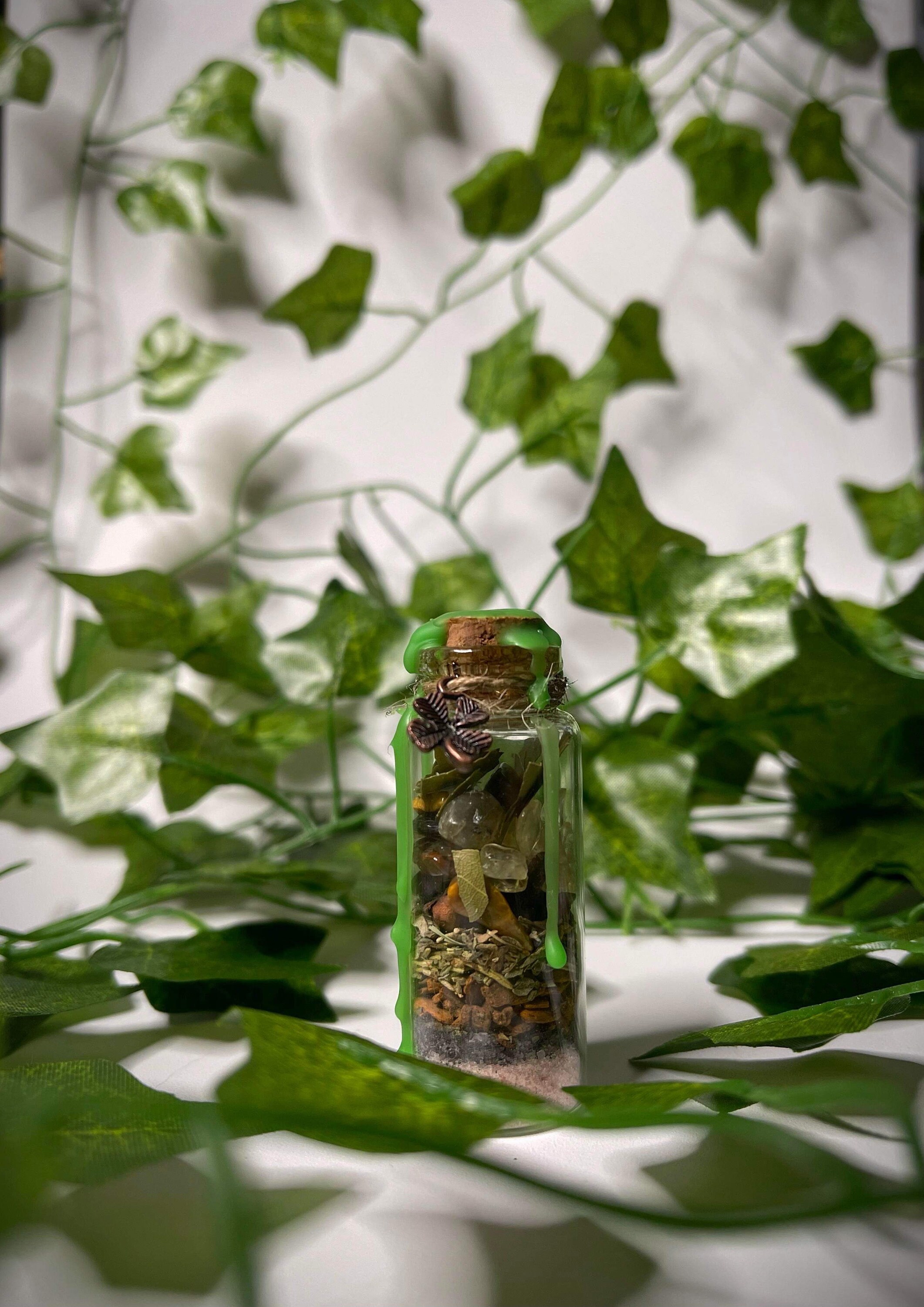 Good Luck Spell Jar With Organic Herbs, Crystals and Four Leaf Clover ...