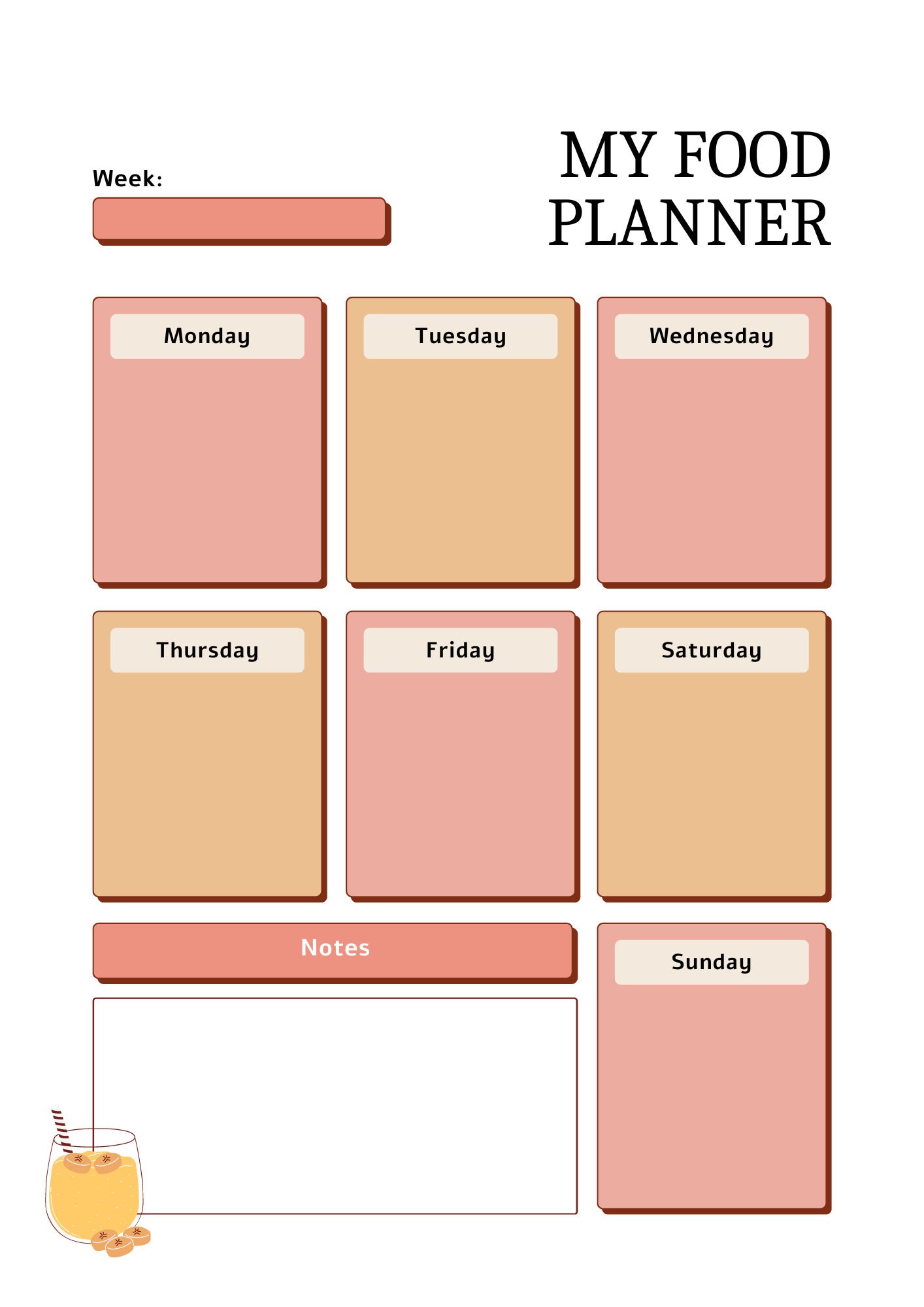 Daily Food Planner Printable Daily Food Journal Daily Food Tracker ...
