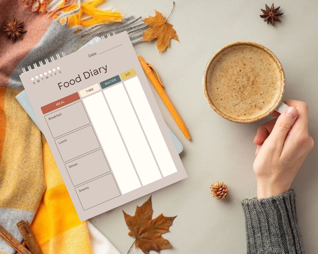 Daily Food Planner | Printable Daily Food Journal | Daily Food | Diary ...