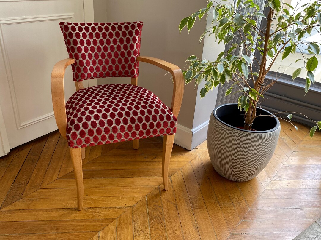 French Bridge Armchair Handmade in Solid Beech, With Silver and ...