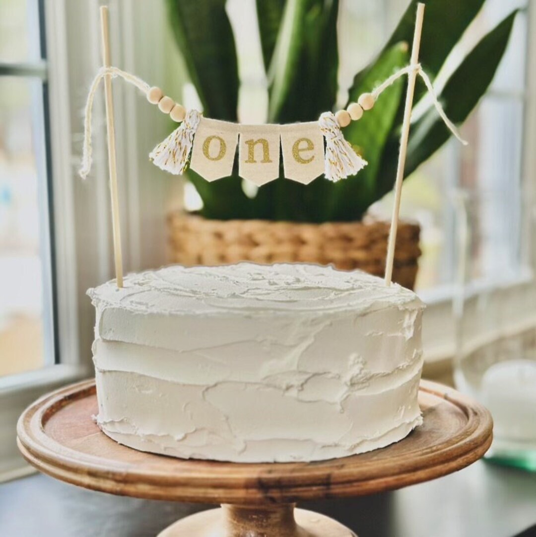 Baby's First Birthday Cake Banner / Rustic Birthday Cake Topper / "one ...