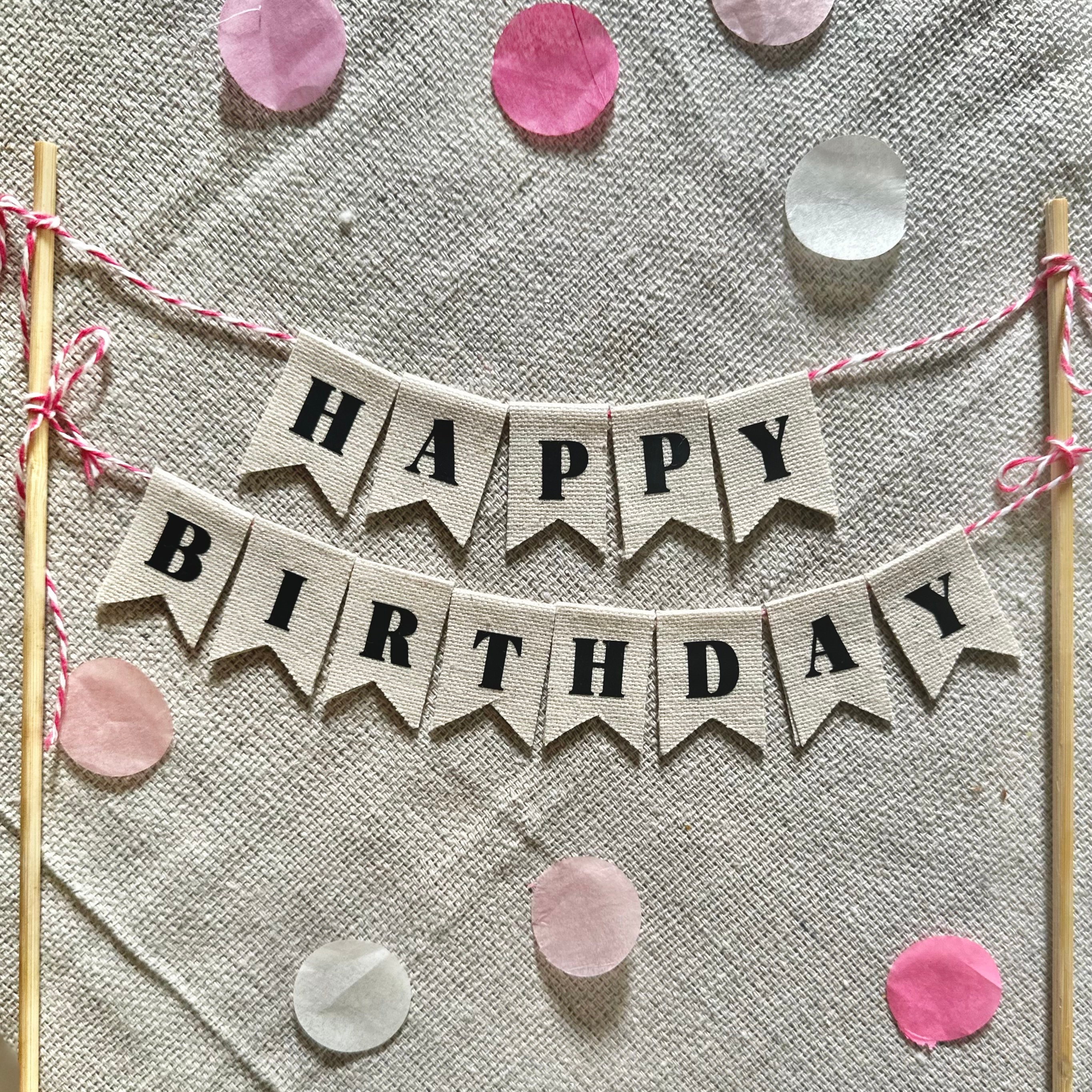 Birthday Cake Banner / Rustic Birthday Cake Topper / Happy Birthday ...