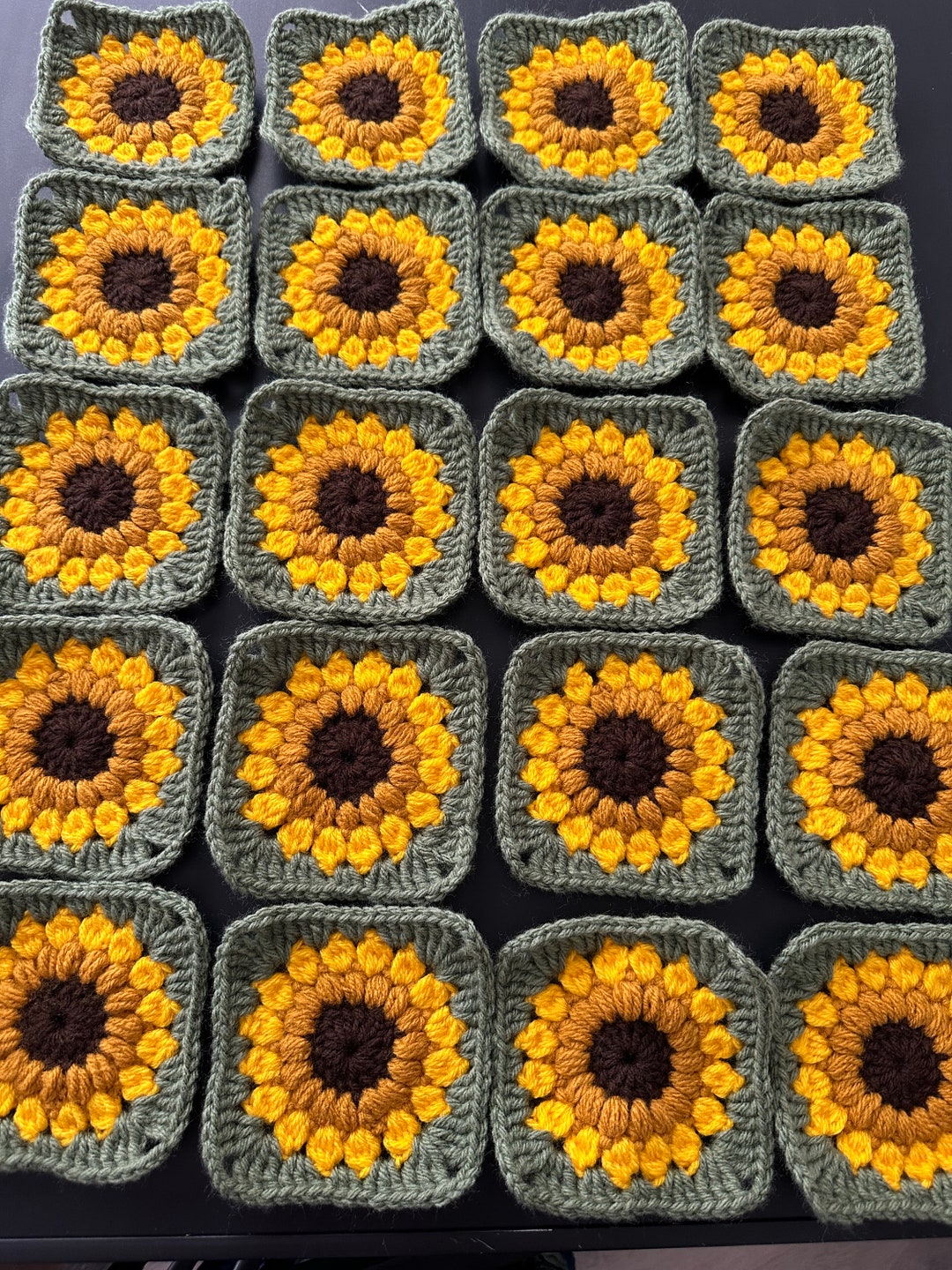 Crochet Sunflower Granny Squares - Etsy UK