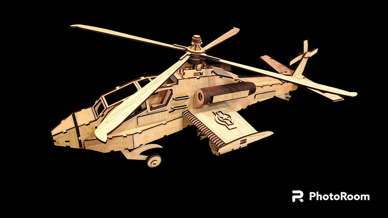 3D Wood Puzzle - Black Hawk Helicopter - Etsy