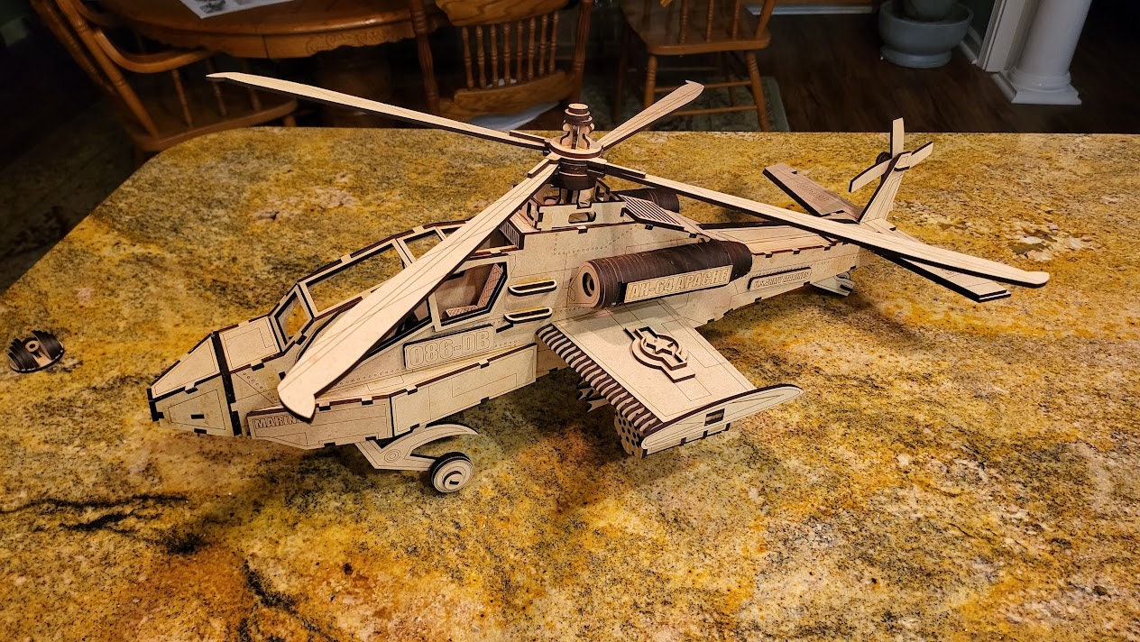 3D Wood Puzzle - Black Hawk Helicopter - Etsy