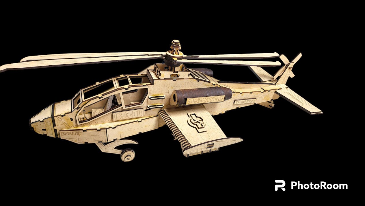 3D Wood Puzzle - Black Hawk Helicopter - Etsy