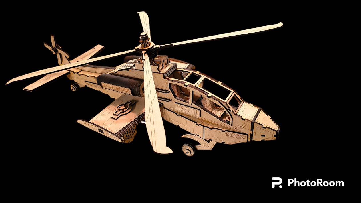 3D Wood Puzzle - Black Hawk Helicopter - Etsy