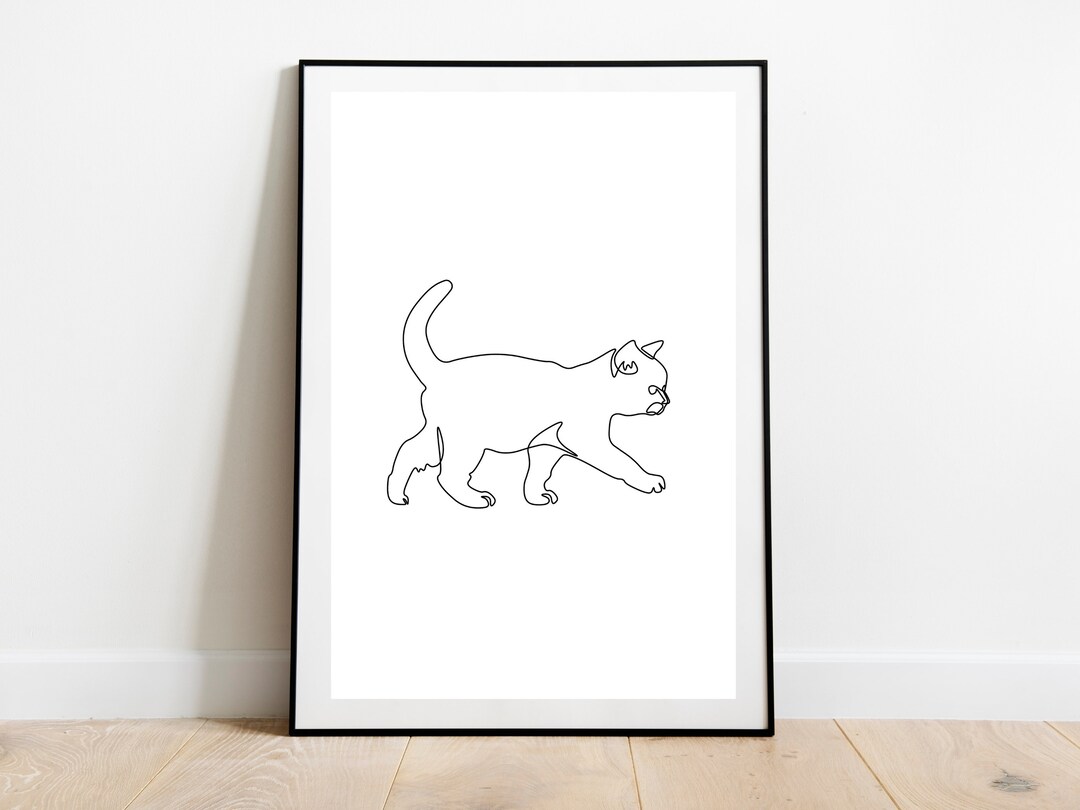 Minimalist Cat Line Art Print Cat Drawing Poster One Line - Etsy