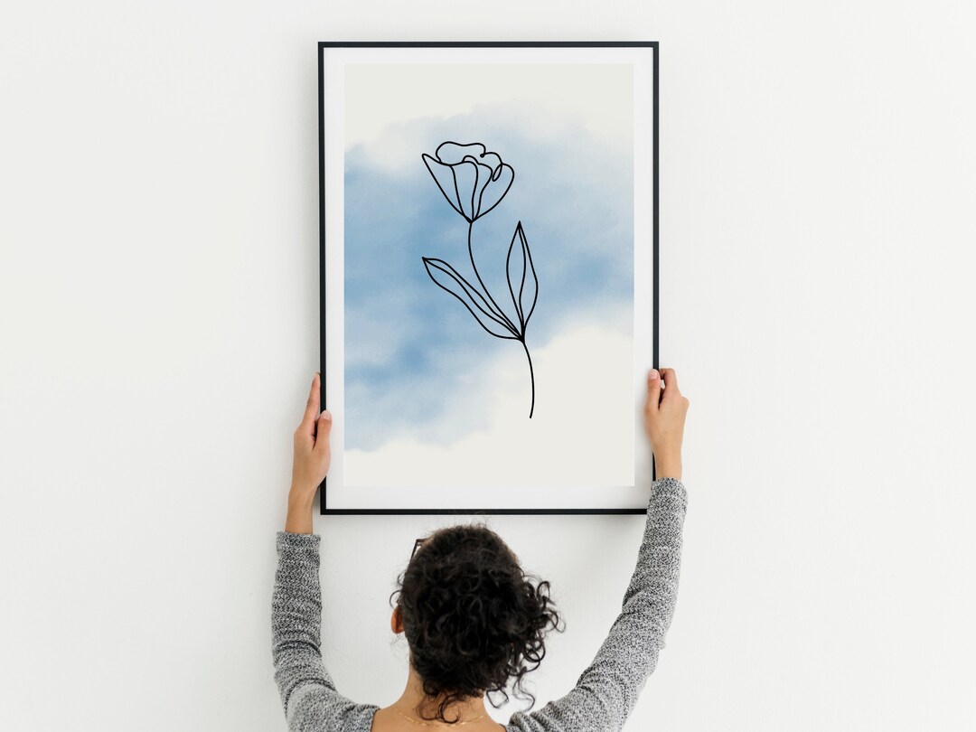 Flower Line Art Print, Flower Line Art Poster, Minimalist Flower Line ...