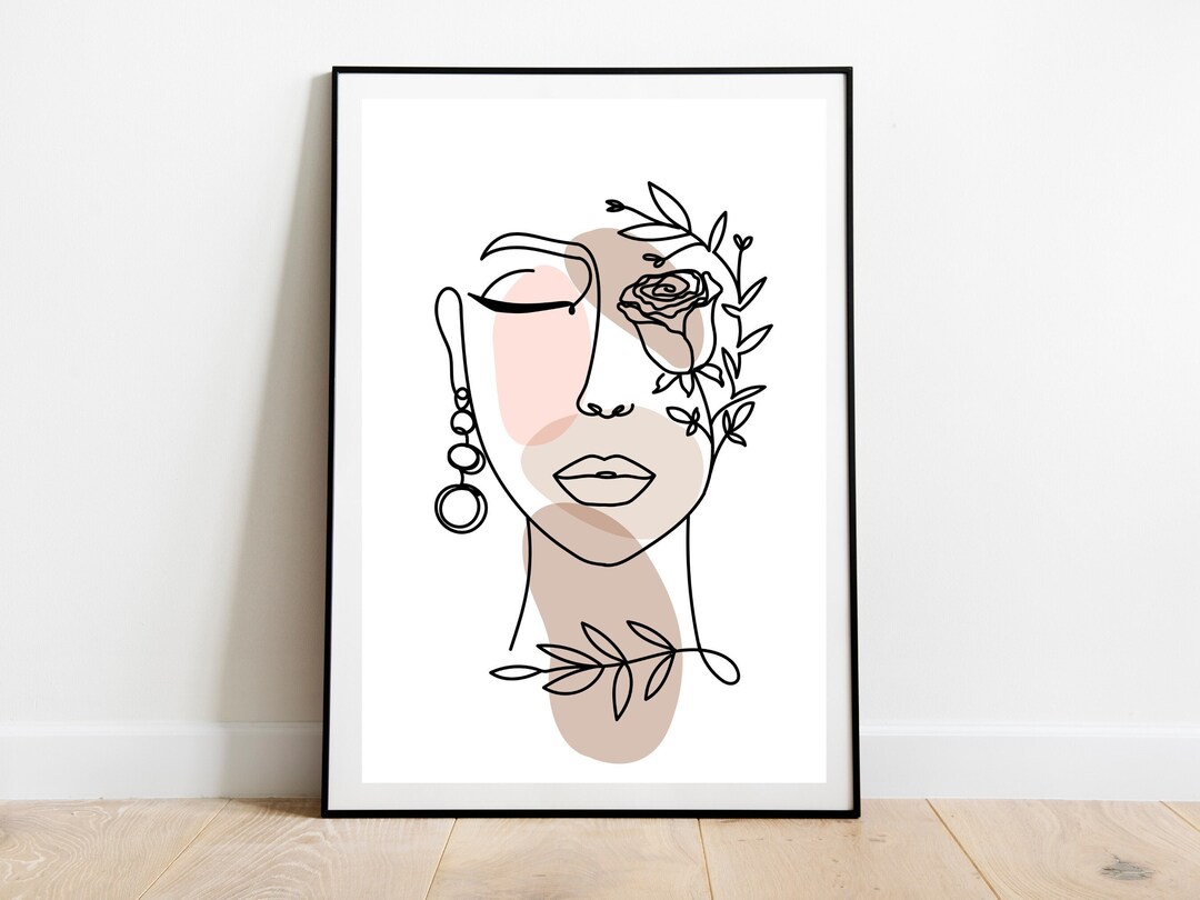 Neutral Simple Print ,neutral Color Print, Woman Face Line Art,boho ...