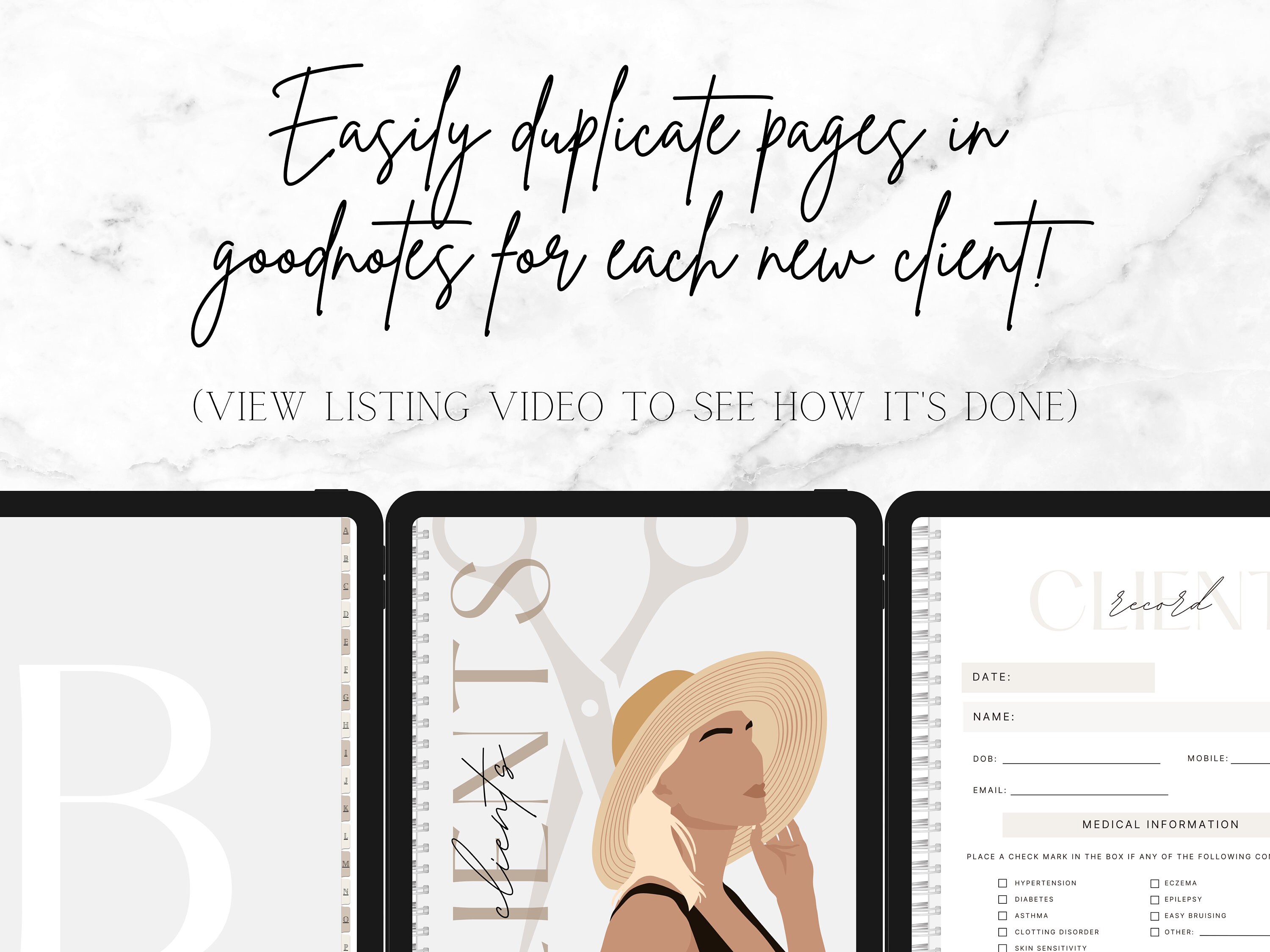 PLR Minimal Digital Client Record Book Hair Client Intake Form Binder ...