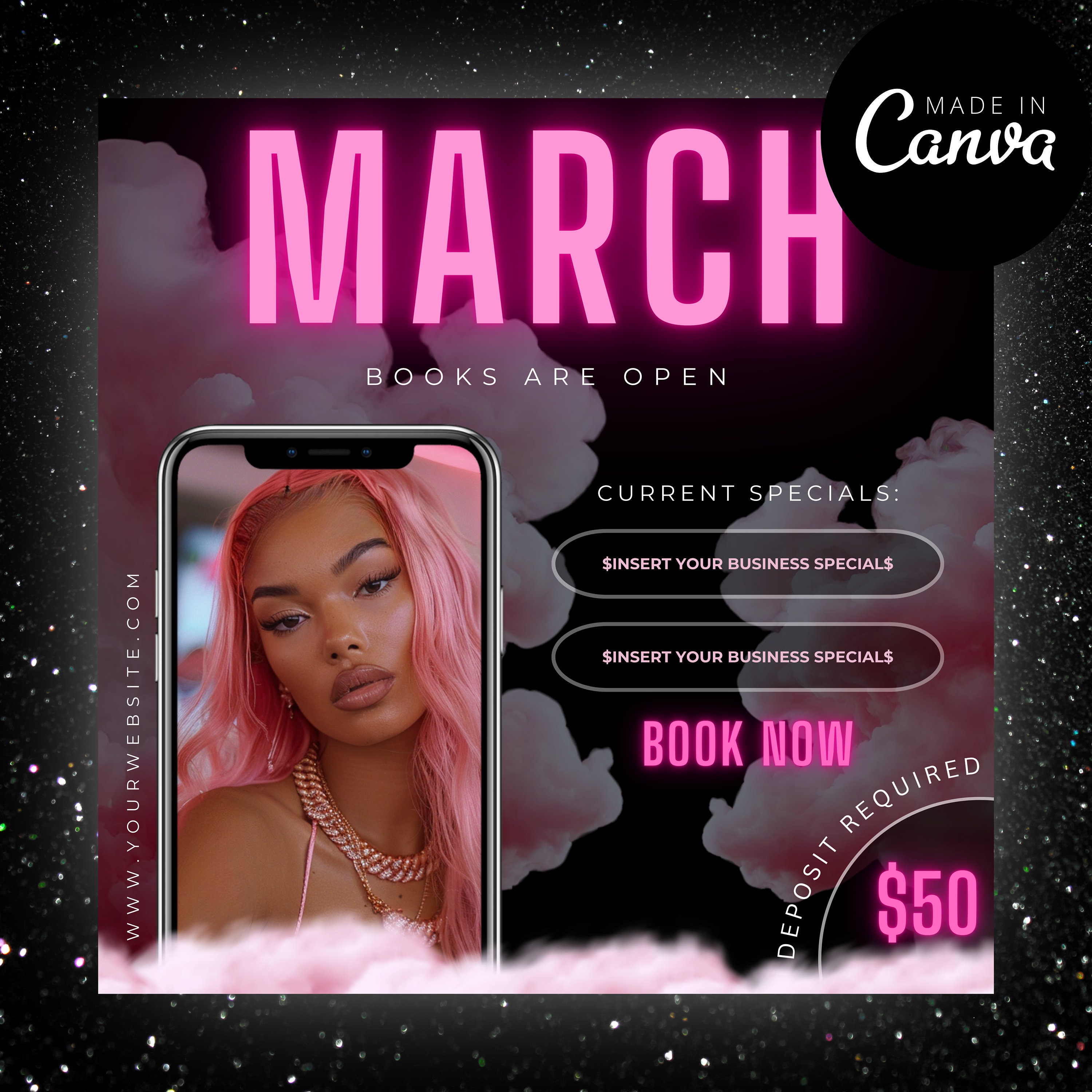 March Hair Flyer March Books Open March Booking Hair Flyer March Beauty ...