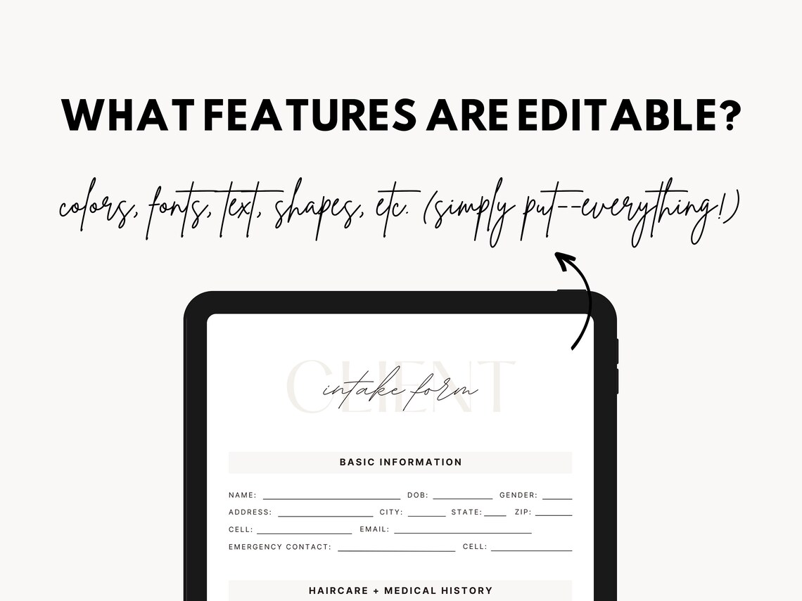 Hairstylist Client Intake Form Canva Template Salon Client Intake ...