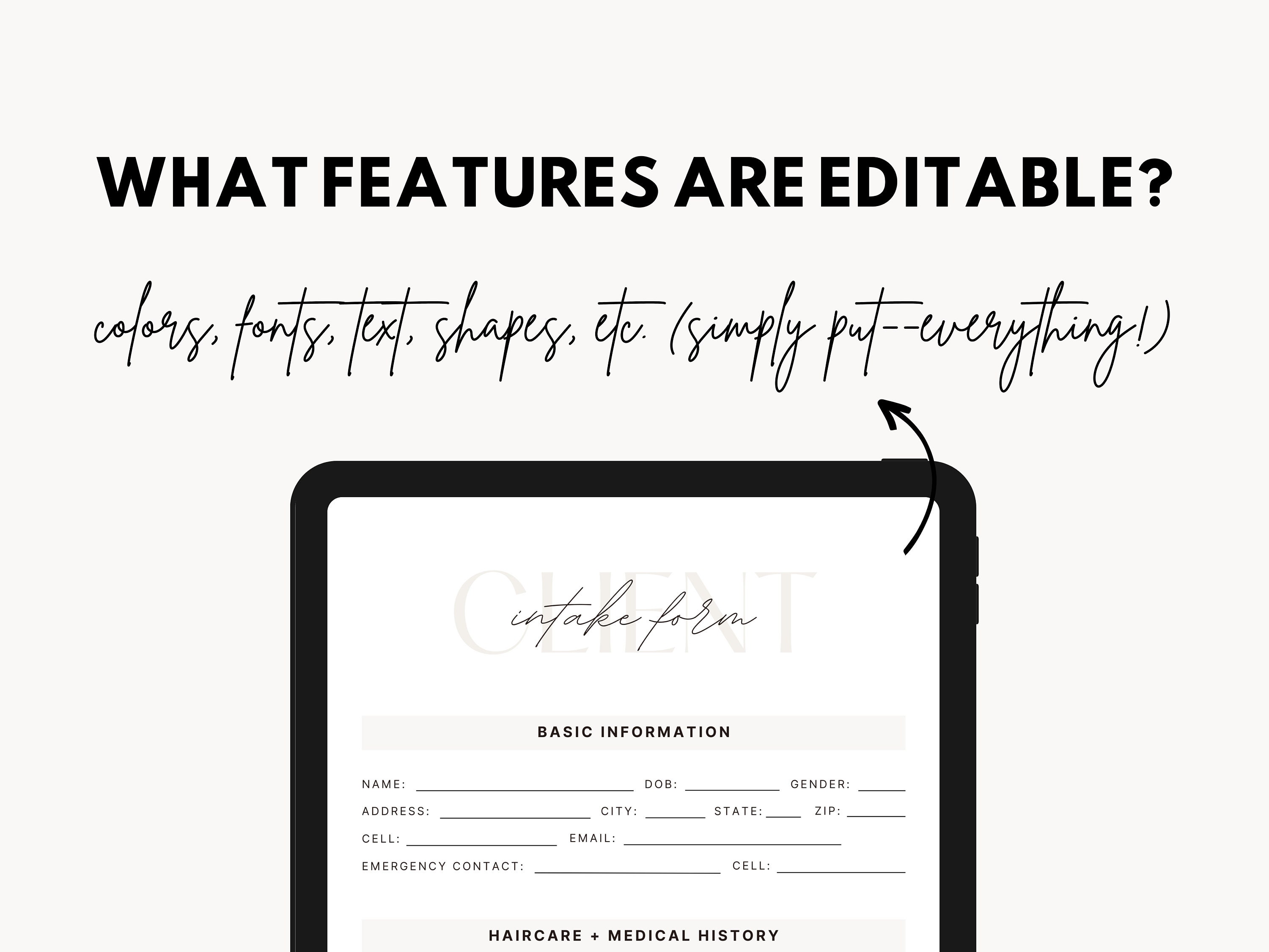 Hairstylist Client Intake Form Canva Template Salon Client Intake ...