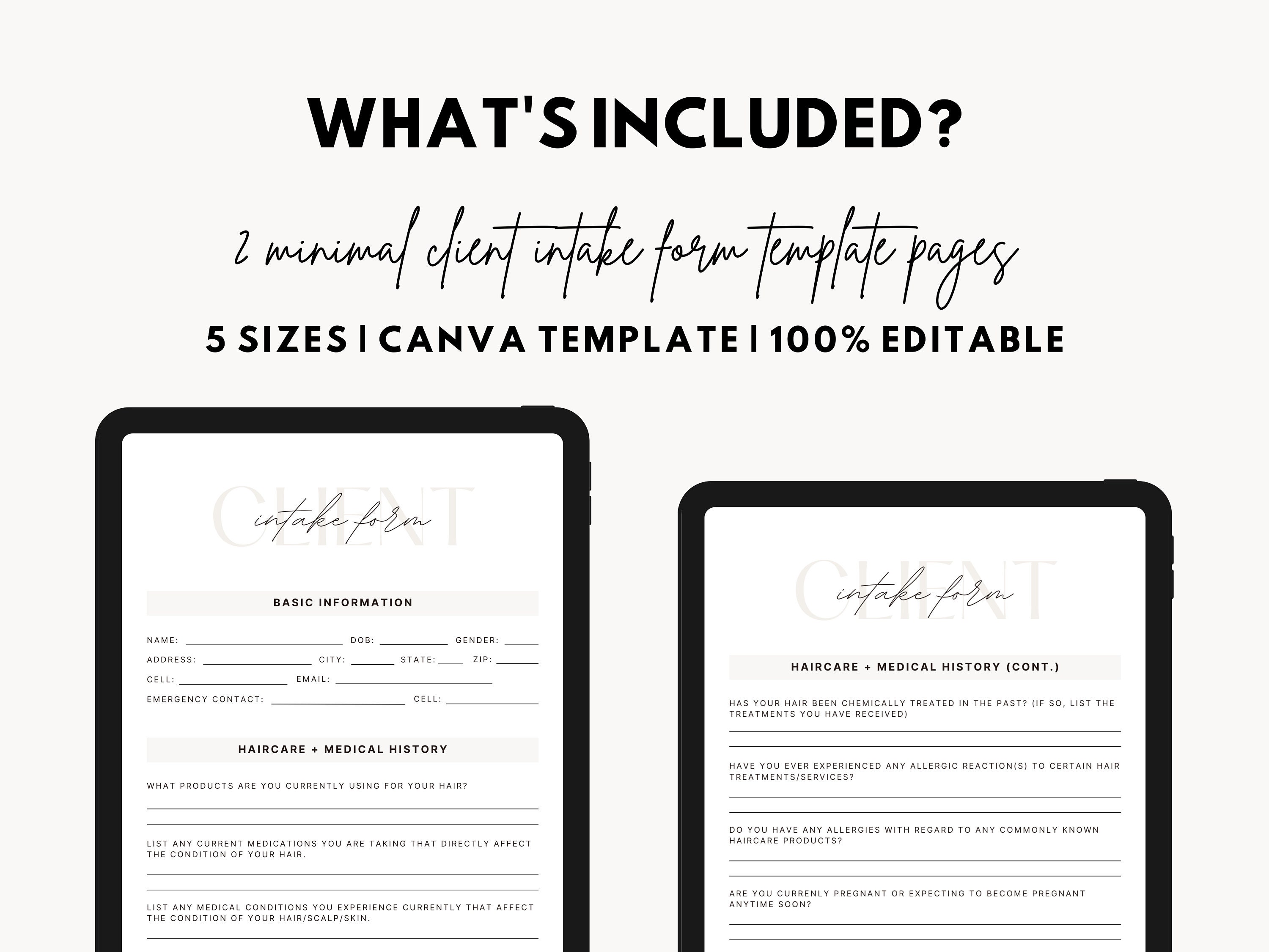 Hairstylist Client Intake Form Canva Template Salon Client Intake ...
