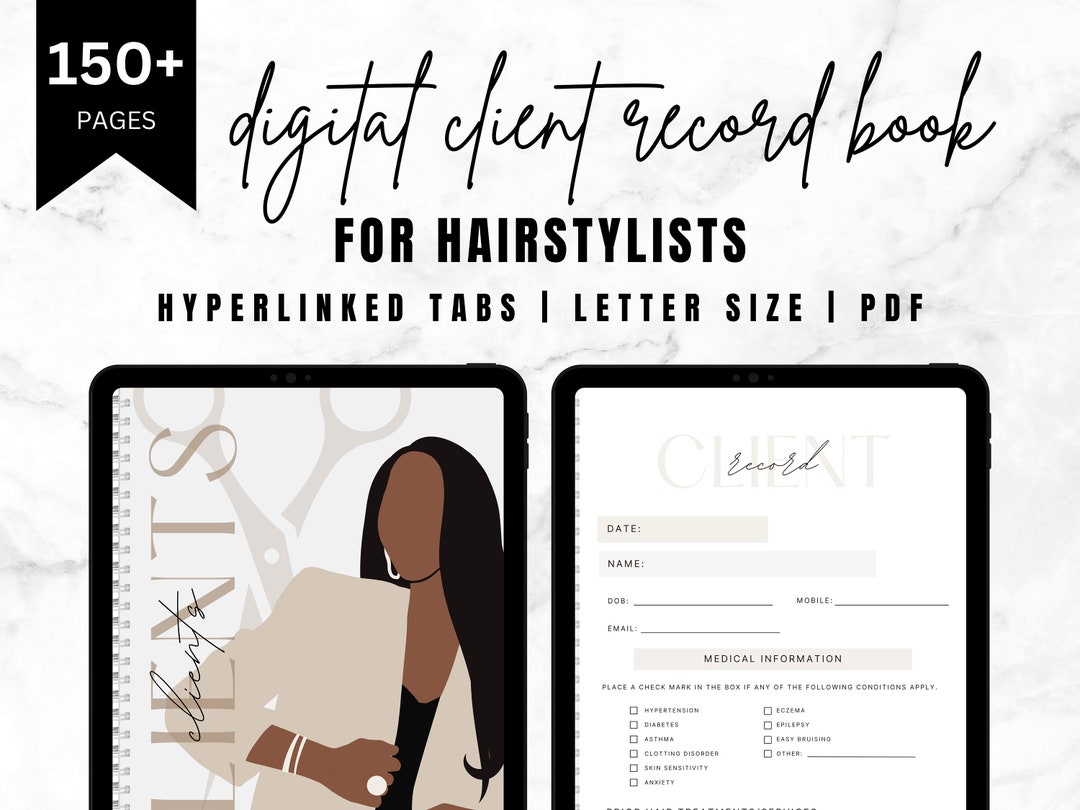 PLR Digital Planner Client Record Book Hairstylist Client Intake Form ...