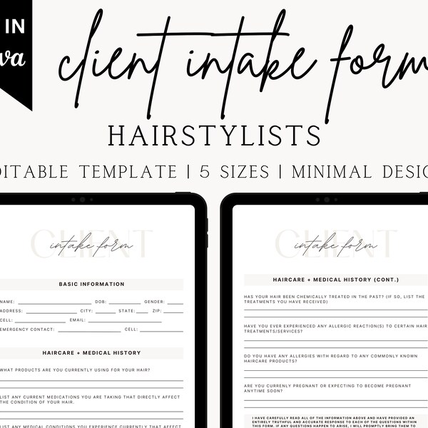 Hair Salon Forms - Etsy