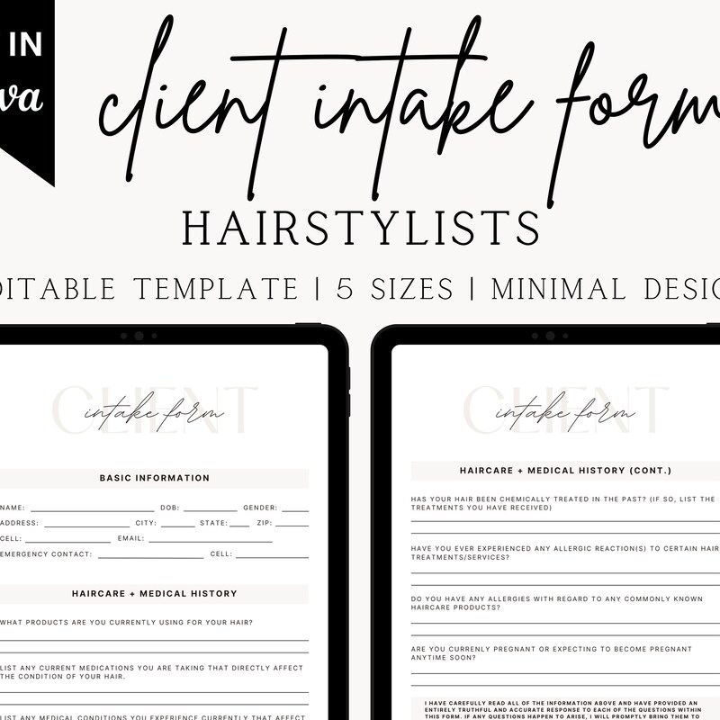 Hair Salon Forms - Etsy