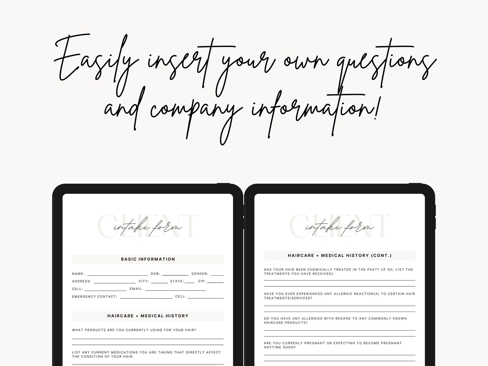 Hairstylist Client Intake Form Canva Template Salon Client Intake ...