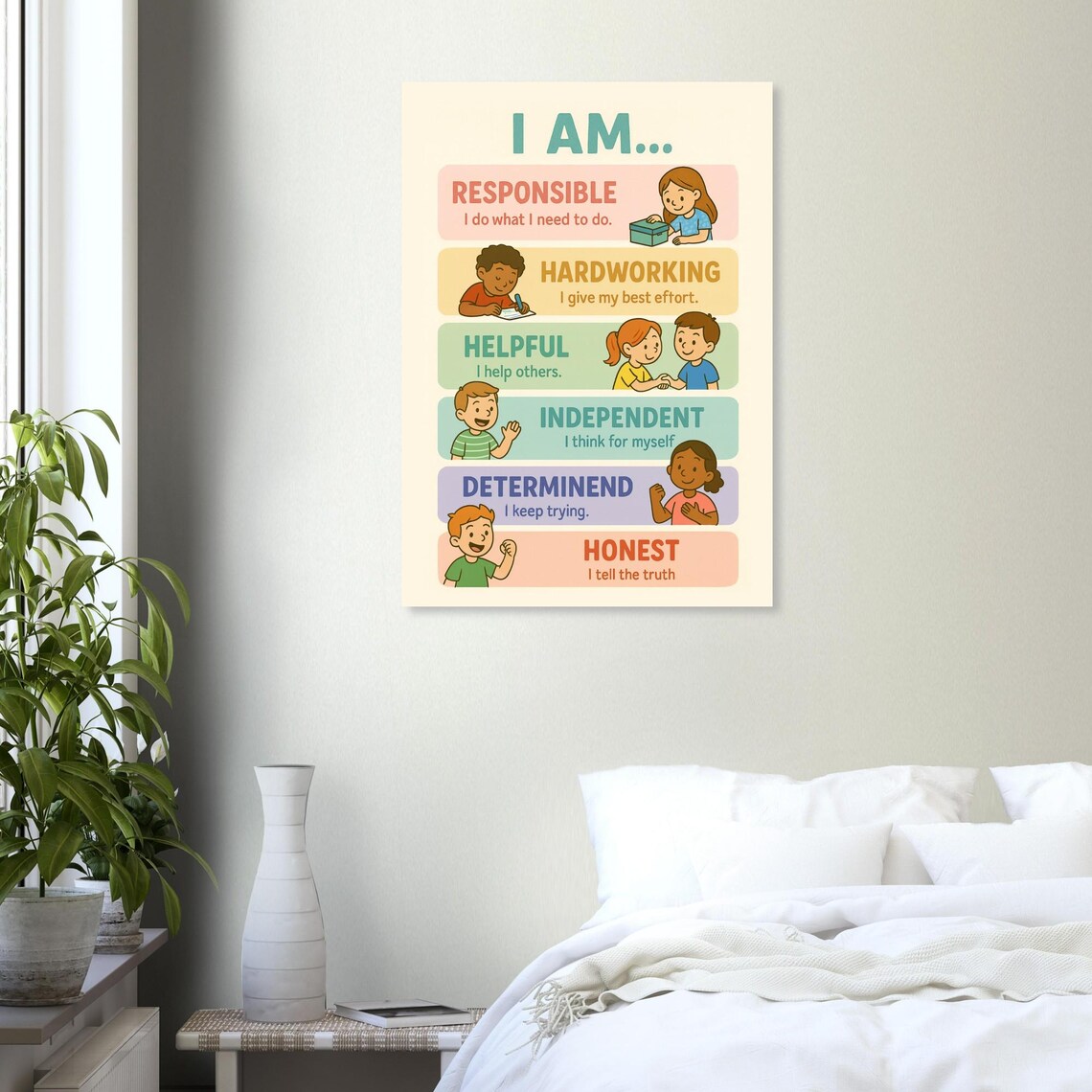 Inspirational Kids Poster - 'I AM...' Positive Values Art for ...