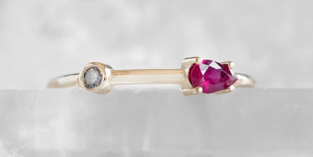 Ruby Ring Pear Shape Natural Ruby With Pear Shape Diamond Ring Tear ...