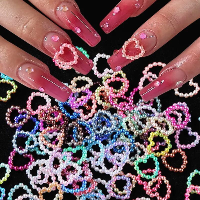 Fake Pearl Nail Charms Mini Heart Stars Nail Accessories Love Star ...