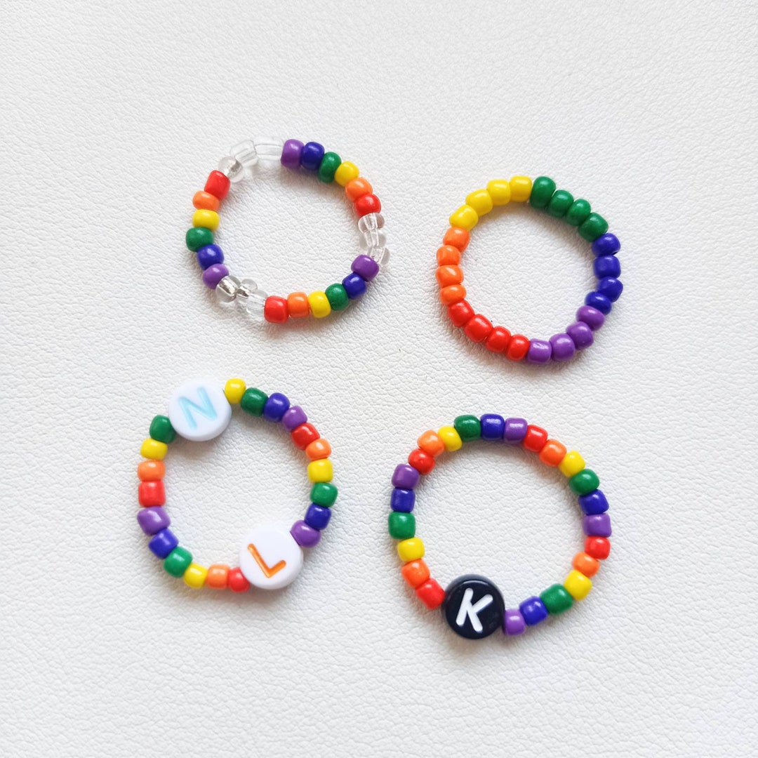 LGBTQ Pride Rings LGBT Bunt Ringe Mit Initialen Rainbow Rings ...