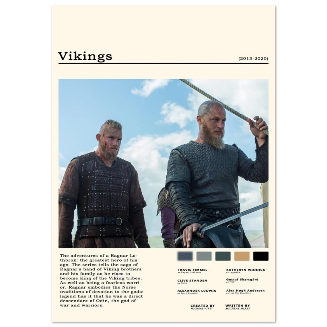 Ragnar Lothbrok & Bjorn Ironside Poster, Vikings Tv Series, Wall Art ...