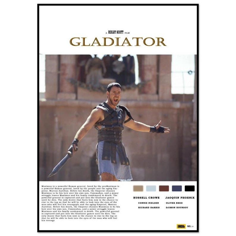 Gladiator Poster, Gladiator Movie Russell Crowe, Ridley Scott, Wall Art ...