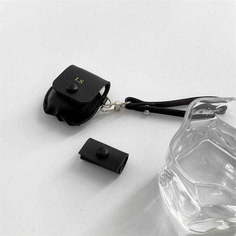 Vegan Leather Personalized Airpods Case With a Strap AirPod Cover ...