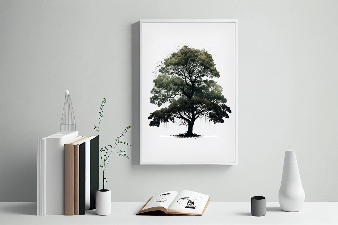 Digital Download Oak Tree Poster Watercolor Style , Oak Tree Wall Decor ...