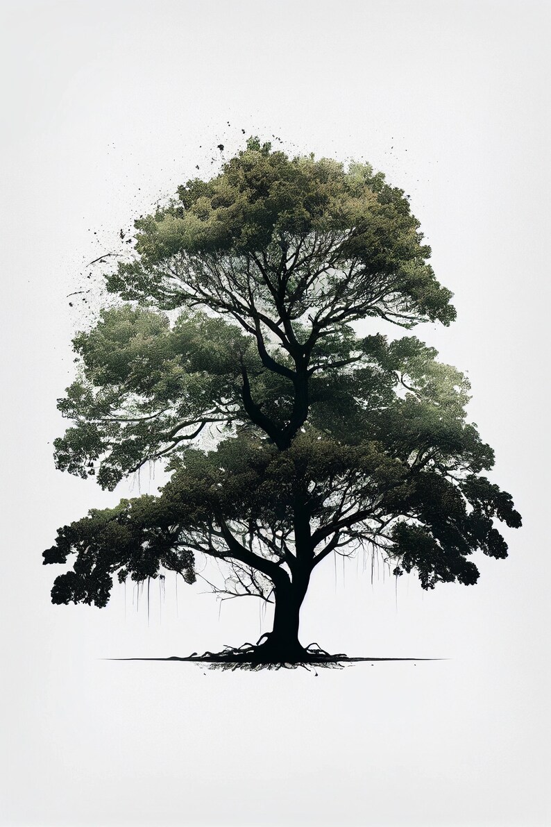 Digital Download Oak Tree Poster Watercolor Style , Oak Tree Wall Decor ...