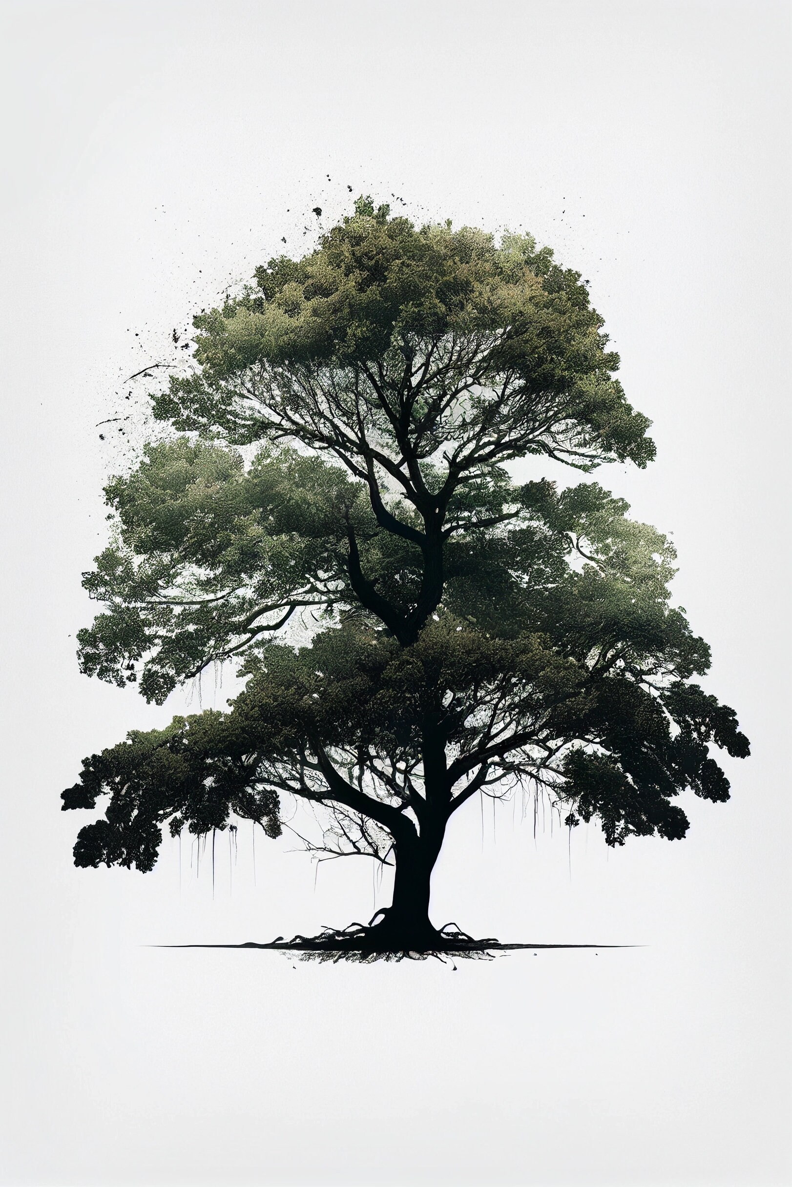 Digital Download Oak Tree Poster Watercolor Style , Oak Tree Wall Decor ...