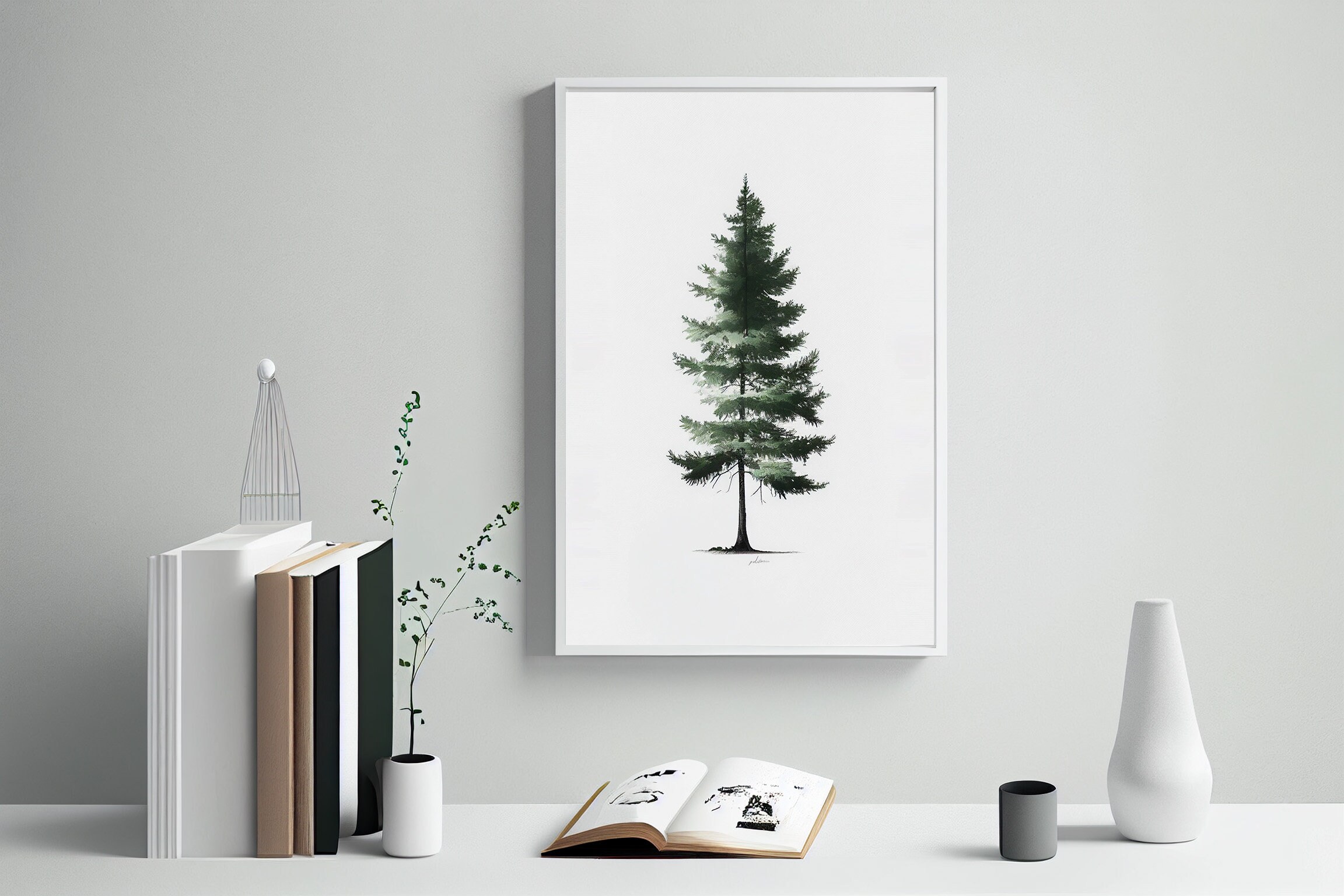 Digital Download Pine Tree Poster Aquarelle Style , Conifer Wall Decor ...