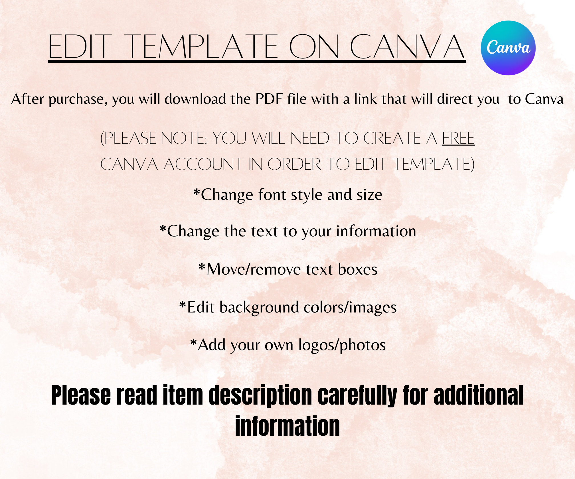 DIY, Instant Download, Business Card Template, One-sided Template ...