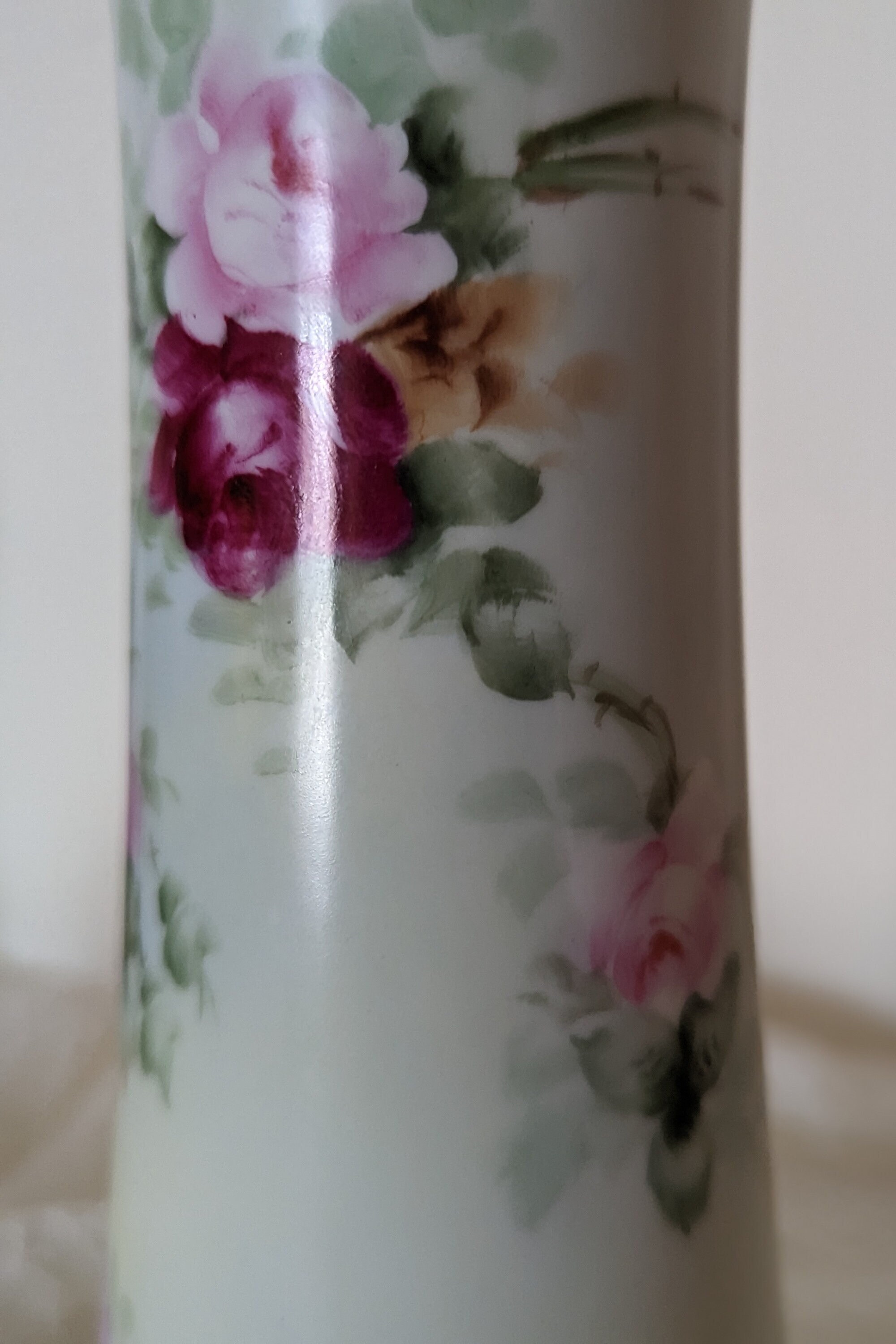 Vintage Porcelain Vase With Roses - Etsy