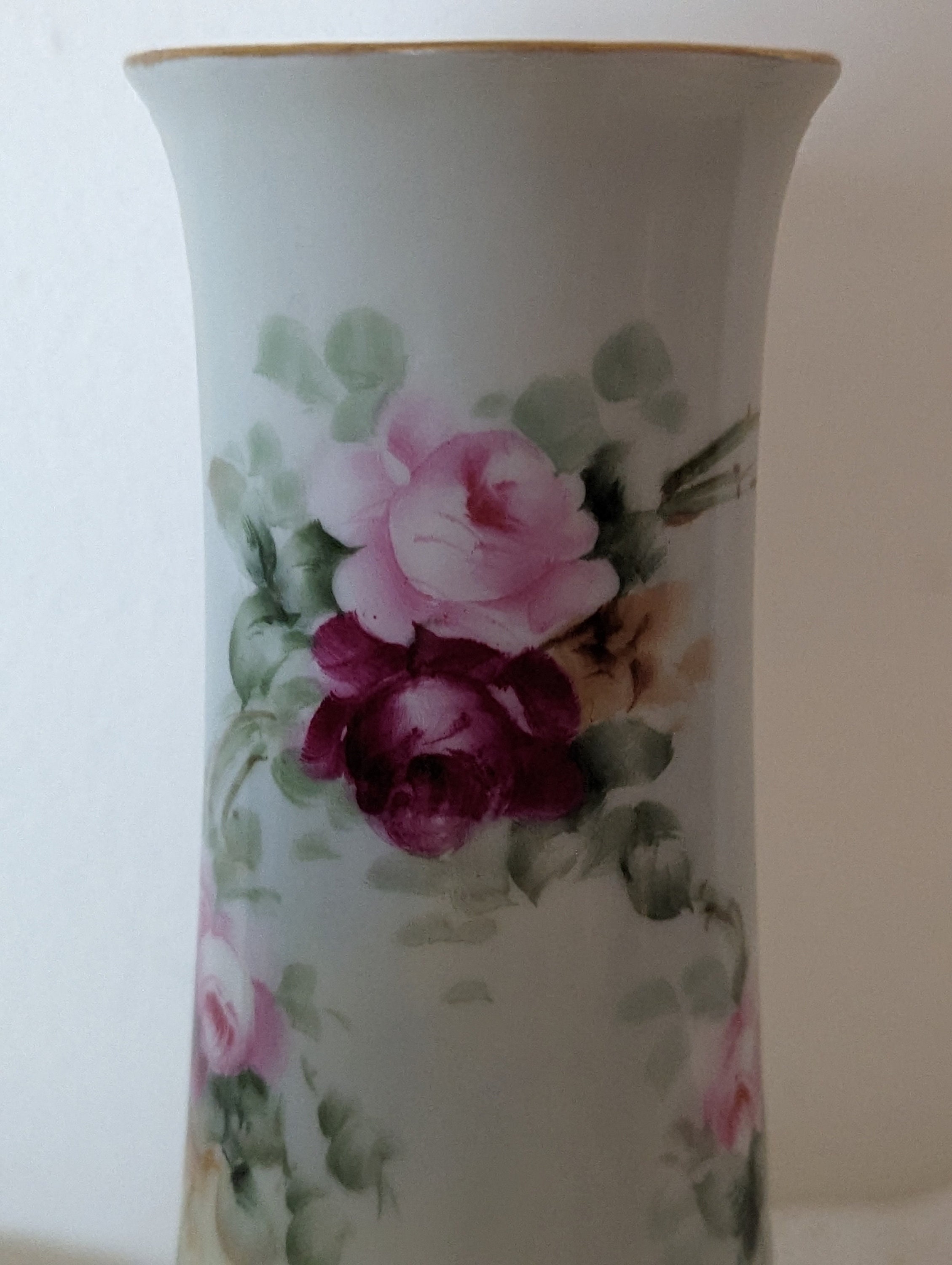 Vintage Porcelain Vase With Roses - Etsy