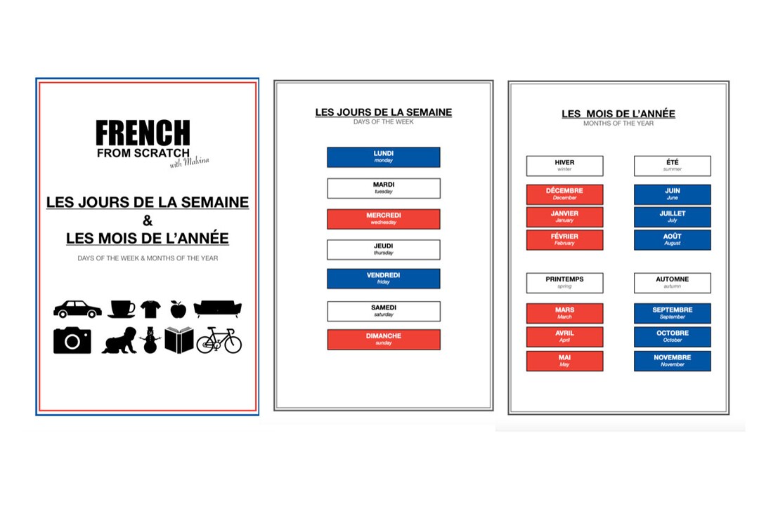 FRENCH VOCABULARY Days of the Week and Months A0-A1 Level - Etsy