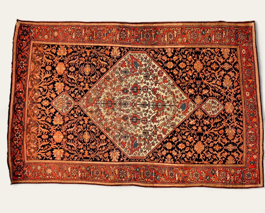 Antique Farhan Rug: 100-year-old Malayar Design, Museum Rug (200x132 Cm ...