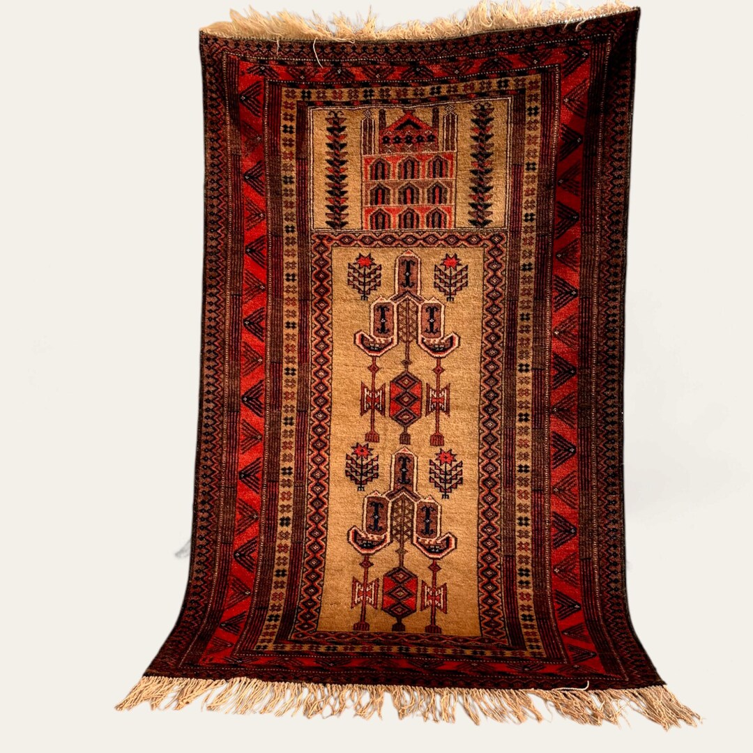 Vintage Afghan Jaay-e-namaz Prayer Rug | Handmade Woolen Rug | 90x145 ...