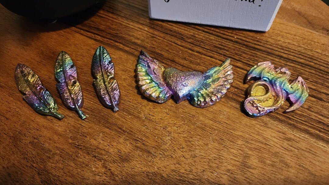 Bismuth Carvings Heart With Wings Feathers Dragon - Etsy