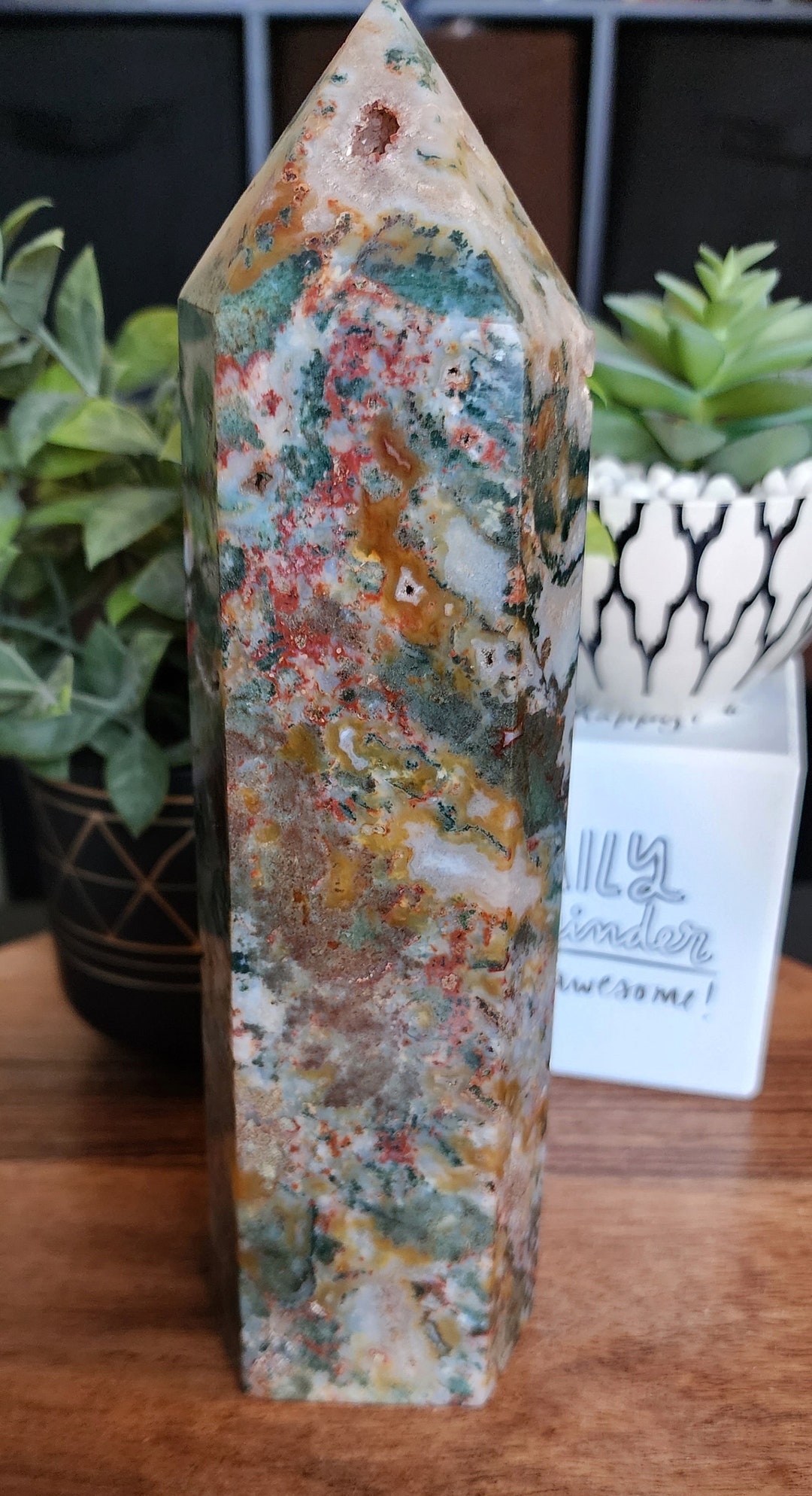 Moss Agate Tower, Moss Agate, 2 Pound 9 7/8 Ounces, Tower, Point ...