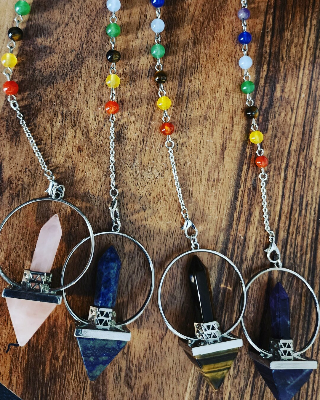 Chakra Pendulums, Chakra, Pyramid, Pendulum, Sodalite, Rose Quartz, Tigers Eye, Amethyst ...