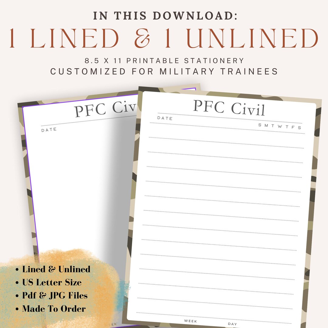 Printable Custom Rank & Name Stationery for MILITARY Trainees ALL ...