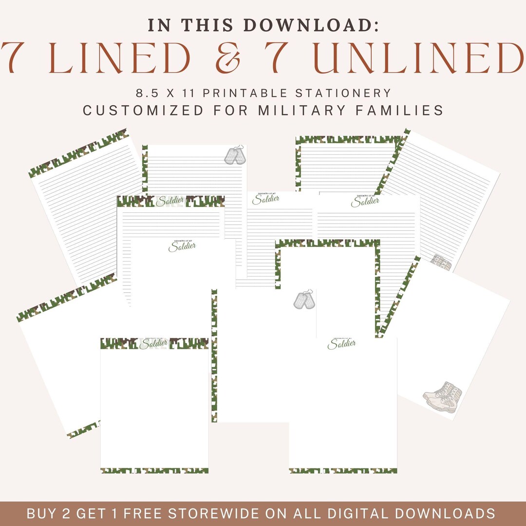 Custom Printable Military Stationery Set: Army, Navy, Air Force ...